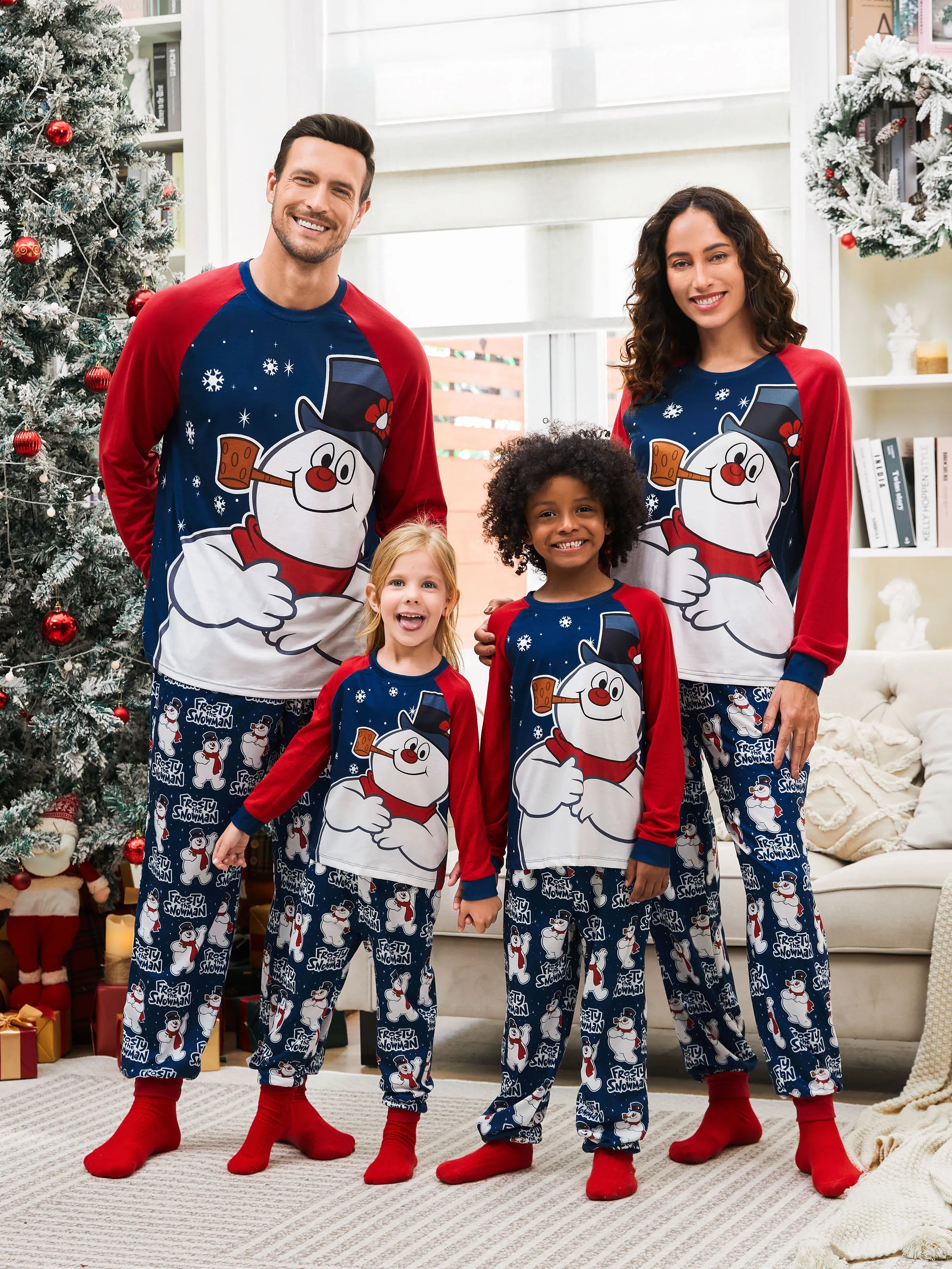 Frosty The Snowman Christmas Family Matching Color-block Pajamas Sets ...